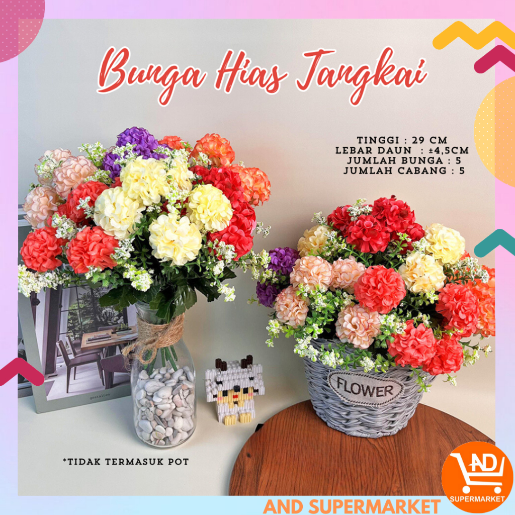 Jual Bunga Hiasan Tangkai Ornamen Bouquet Artificial Flower Cantik ...