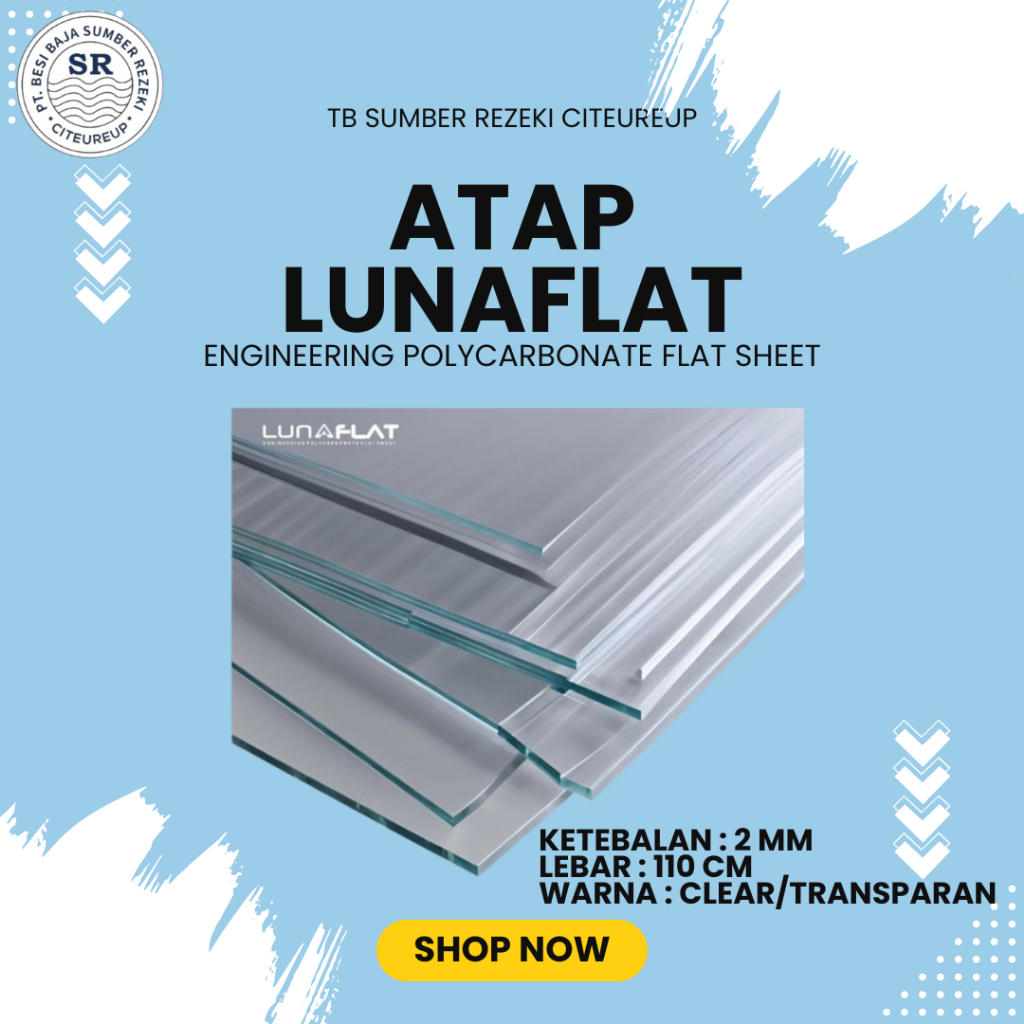 Jual Atap transparan solid clear lunaflat tebal 2mm / atap solid clear ...