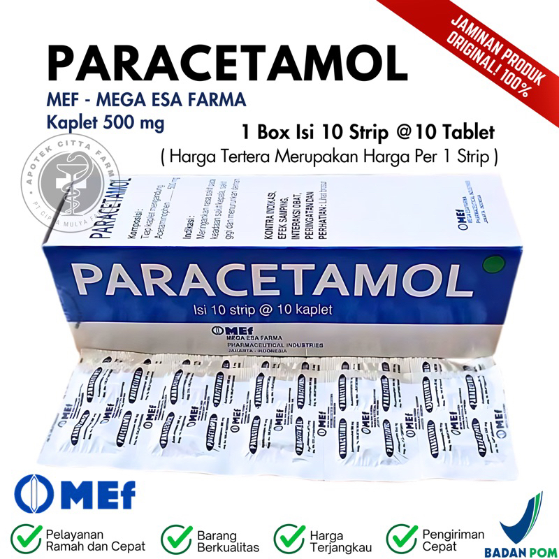 Jual Paracetamol MEF 500 mg Tablet ( Per Strip ) | Shopee Indonesia