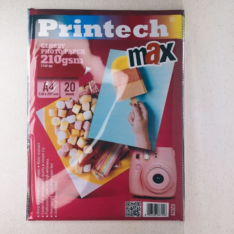 Jual KERTAS FOTO A4 GLOSSY 210GSM PRINTECH/ perpak isi 20 lembar | Shopee Indonesia