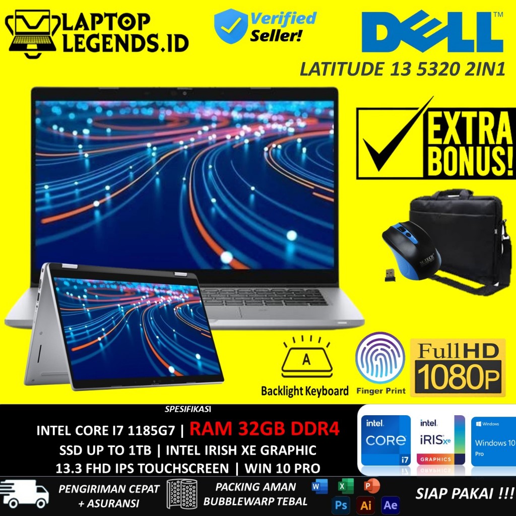 Jual LAPTOP 2IN1 DELL LATITUDE 13 5320 2IN1 INTEL I7 1185G7 32GB 1TB 13 ...
