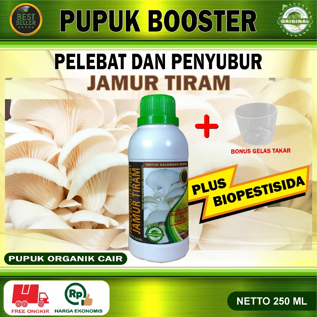 Jual Pupuk Organik Cair Pelebat Penyubur JAMUR TIRAM 250 ml / Booster Buah JAMUR TIRAM / Pupuk ...