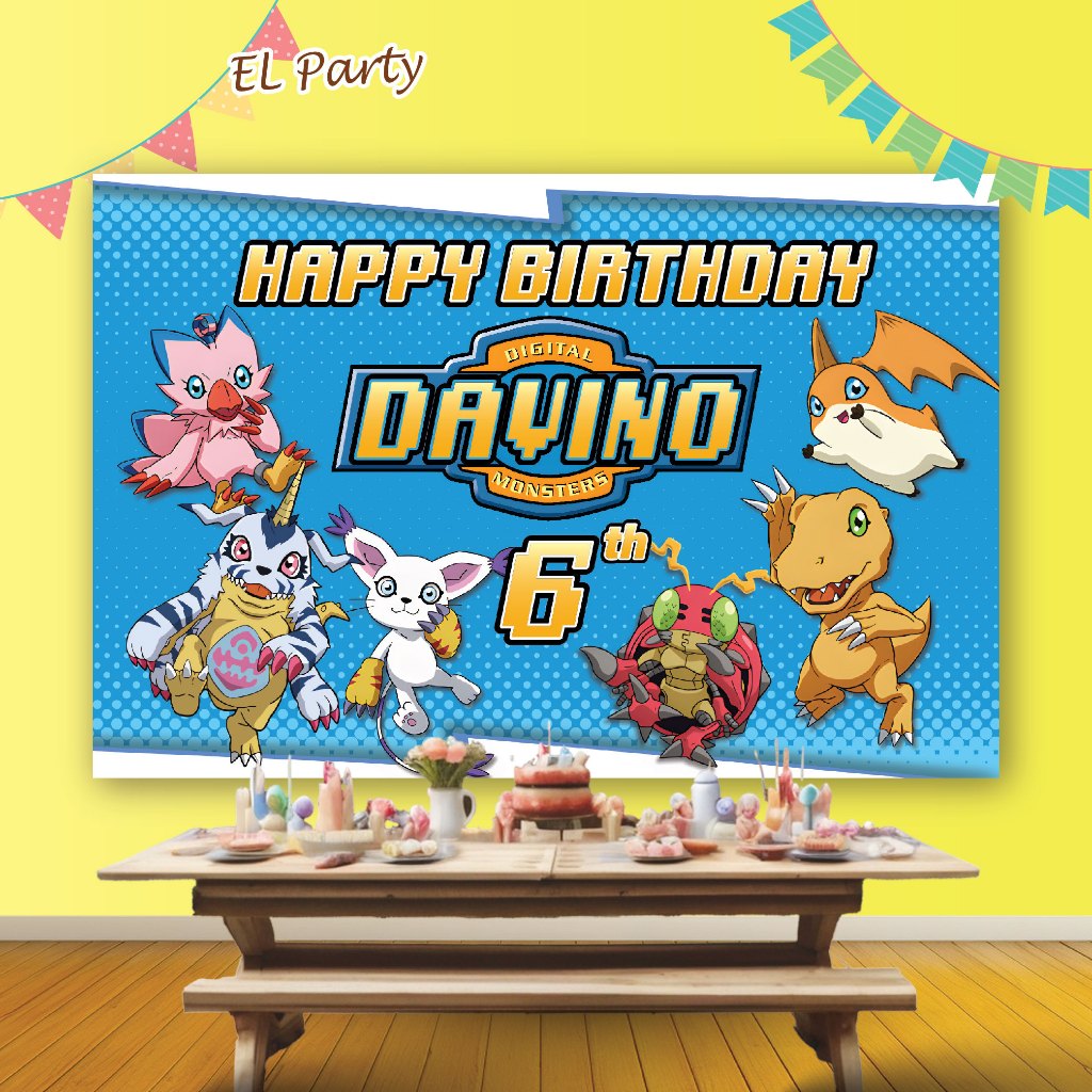 Jual Banner Ulang Tahun DIGIMON Spanduk Ultah Kostum Karakter ...