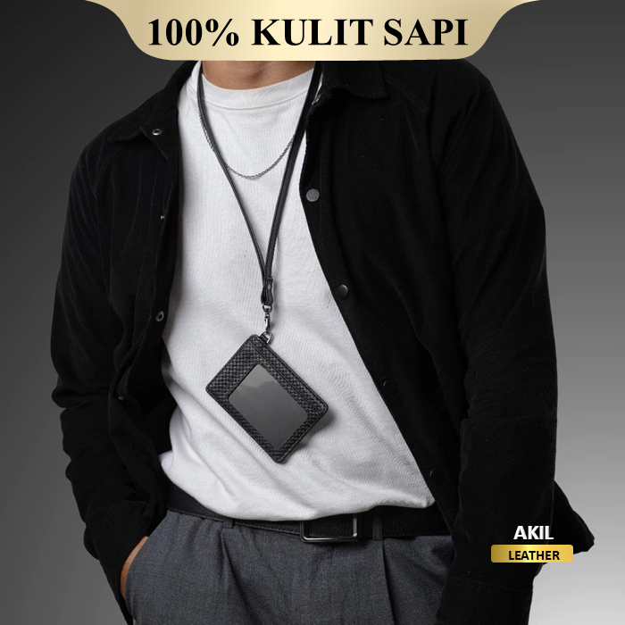 Jual ID Card Holder Name Tag Kulit Sapi Asli Original 100% Premium ...