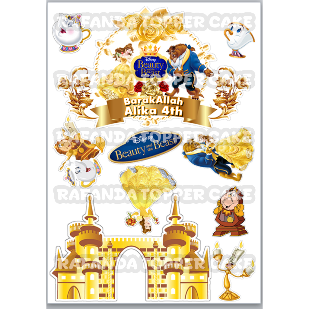 Jual Topper kue ulang tahun princess belle toper bolu ultah disney ...