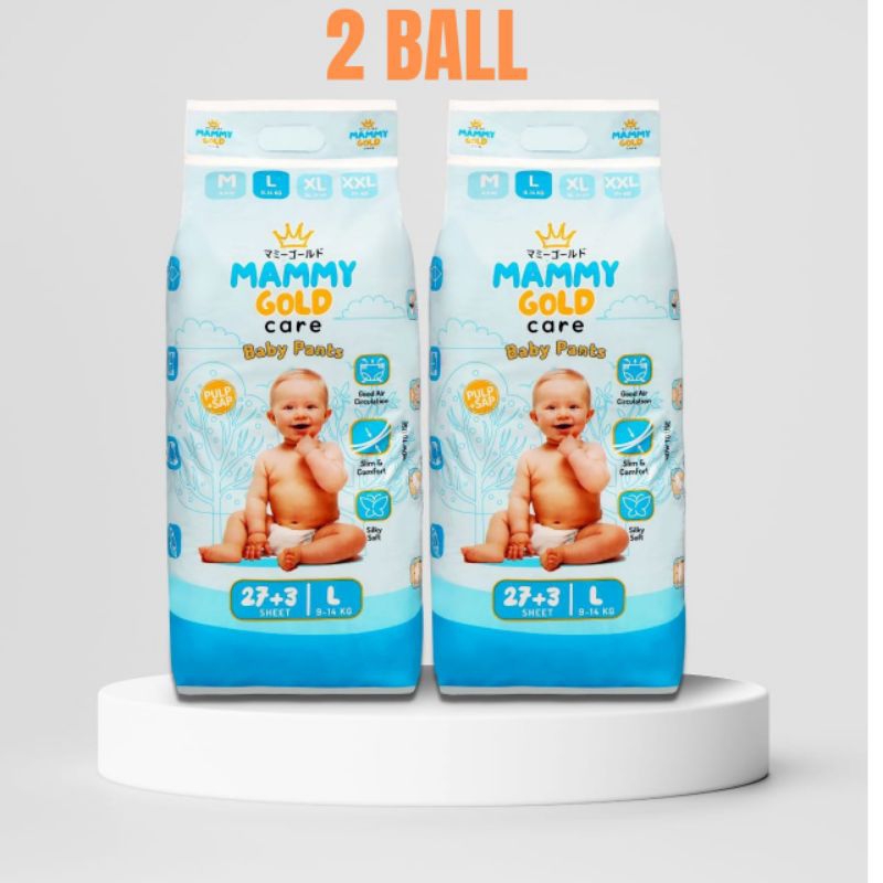 Jual Mammy Gold Pants Popok Celana Bayi (2BALL) L27+3 | Shopee Indonesia