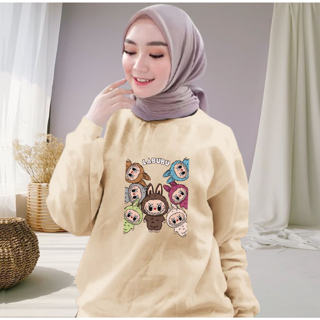 Jual Kaos Labubu NEW 2024 Kaos Atasan Lengan Panjang Wanita Kartun ...