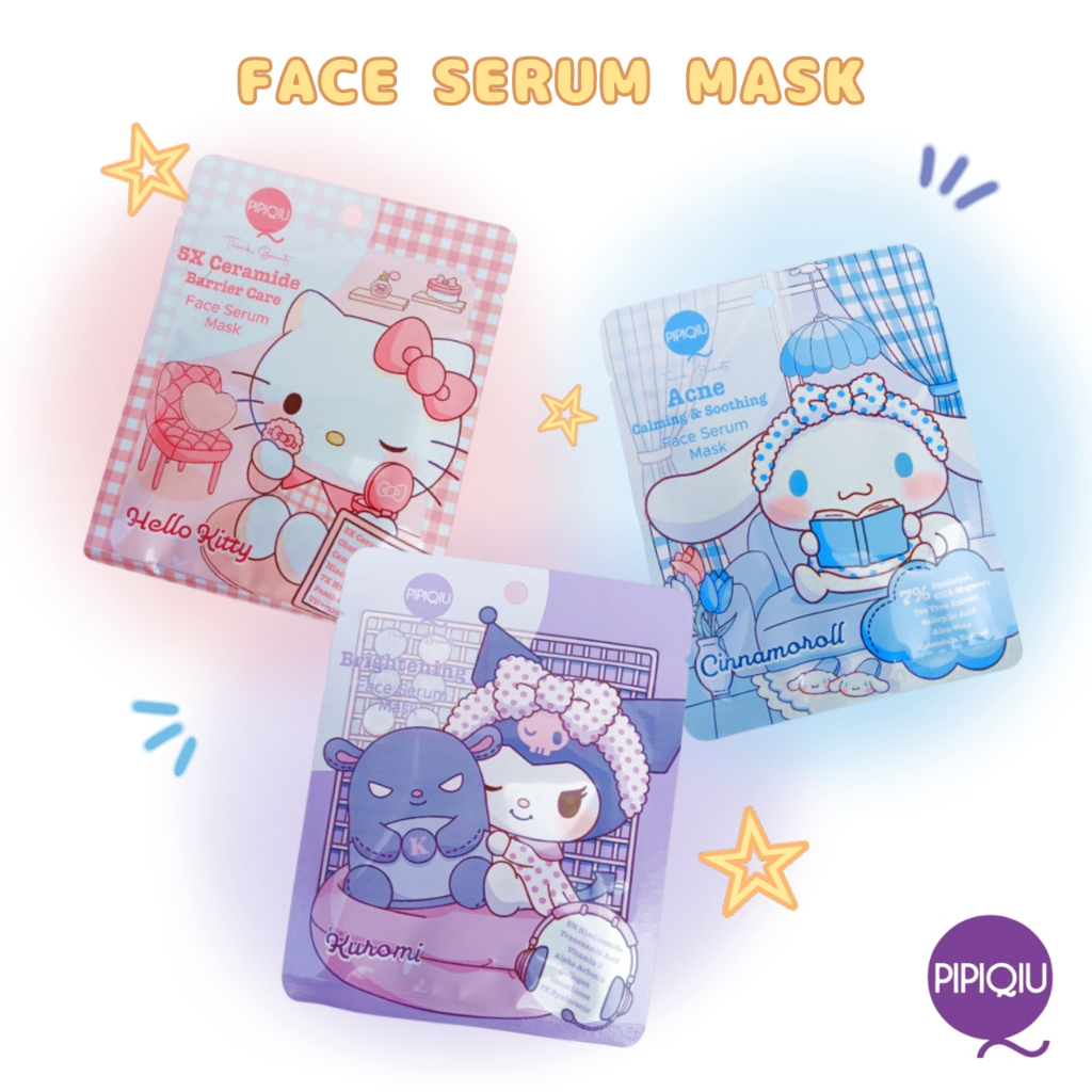 Jual PIPIQIU FACE SERUM SHEET MASK l BRIGHTENING KUROMI l ACNE CALMING ...