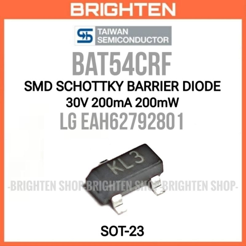 Jual BAT54CRF Dual Schottky Barrier Diode 30V 200mA 200mW Dioda LG EAH62792801 Fast Switching ...