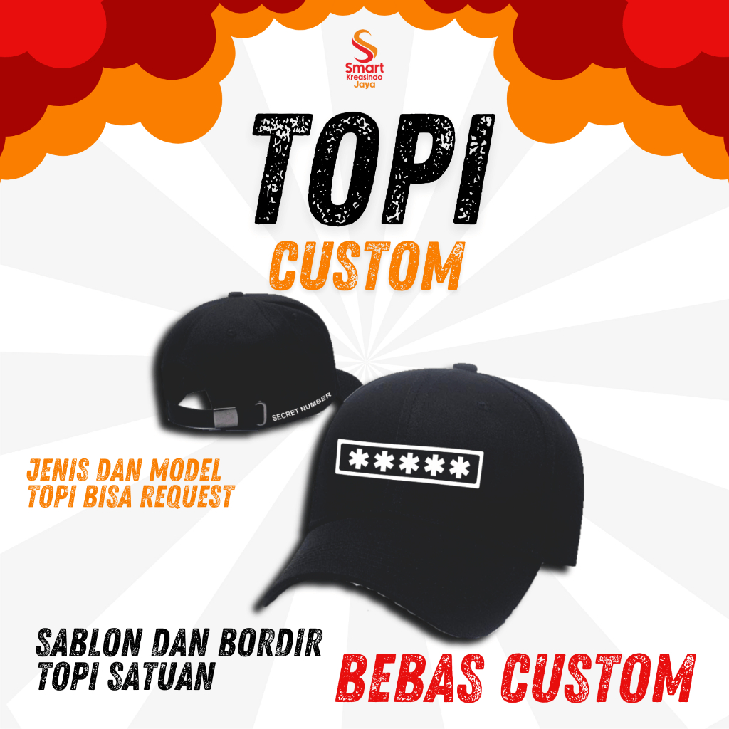 Jual TOPI CUSTOM BASEBALL CAP TULISAN NAMA SABLON GAMBAR DTF LOGO ...