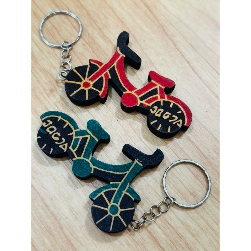 Jual Gantungan kunci (Sepeda) kayu lukis 1 kodi (isi 20 pcs) souvenir oleh oleh khas malioboro ...