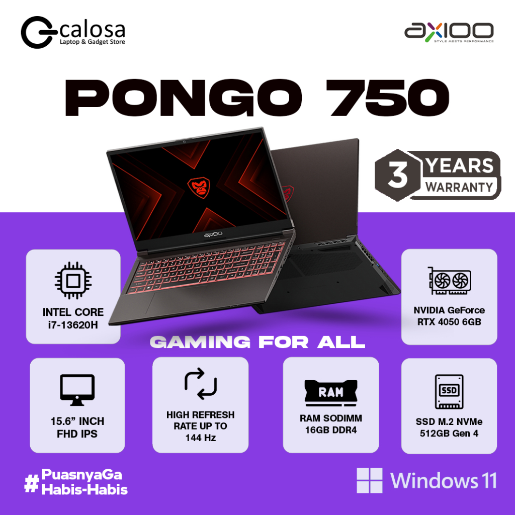 Jual LAPTOP AXIOO PONGO 750 | i7 13620H RAM 16GB SSD 512GB RTX 4050 6GB ...