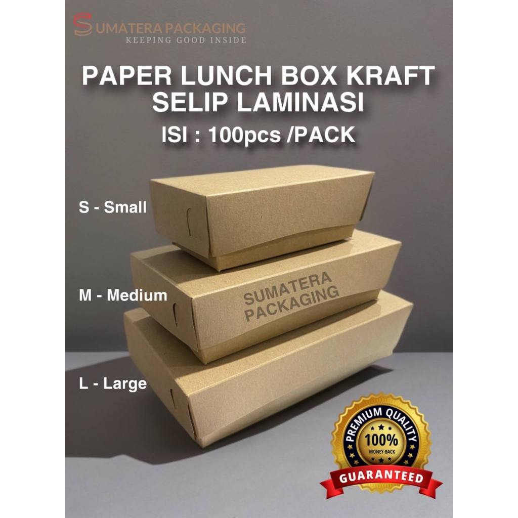 Jual (ISI 100 PCS ) Paper lunch Box Lembaran Selipan Kraft cokelat ...