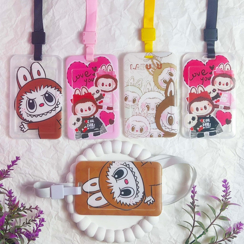 Jual NAME TAG LANYARD Karakter LABUBU Tali Gantungan Tempat Kartu ID ...
