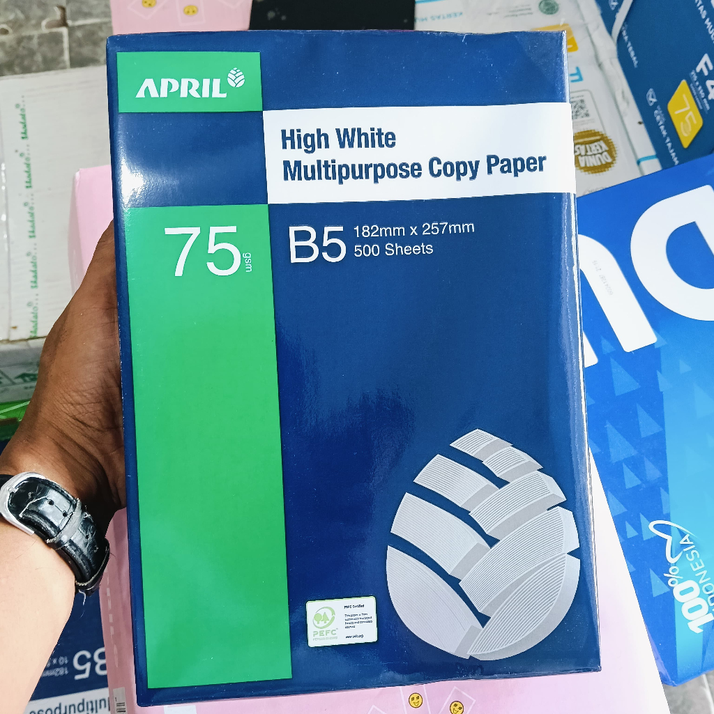 Jual KERTAS HVS B5 APRIL PAPER 75GSM 1 RIM 500 LEMBAR | Shopee Indonesia