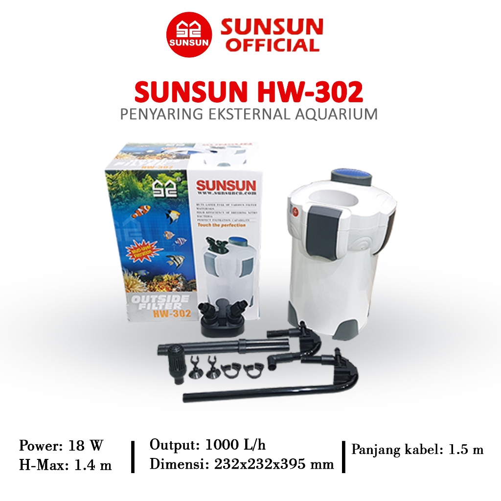 Jual (TANPA UV) SUNSUN HW 302/303A/304A Series Eksternal Filter ...