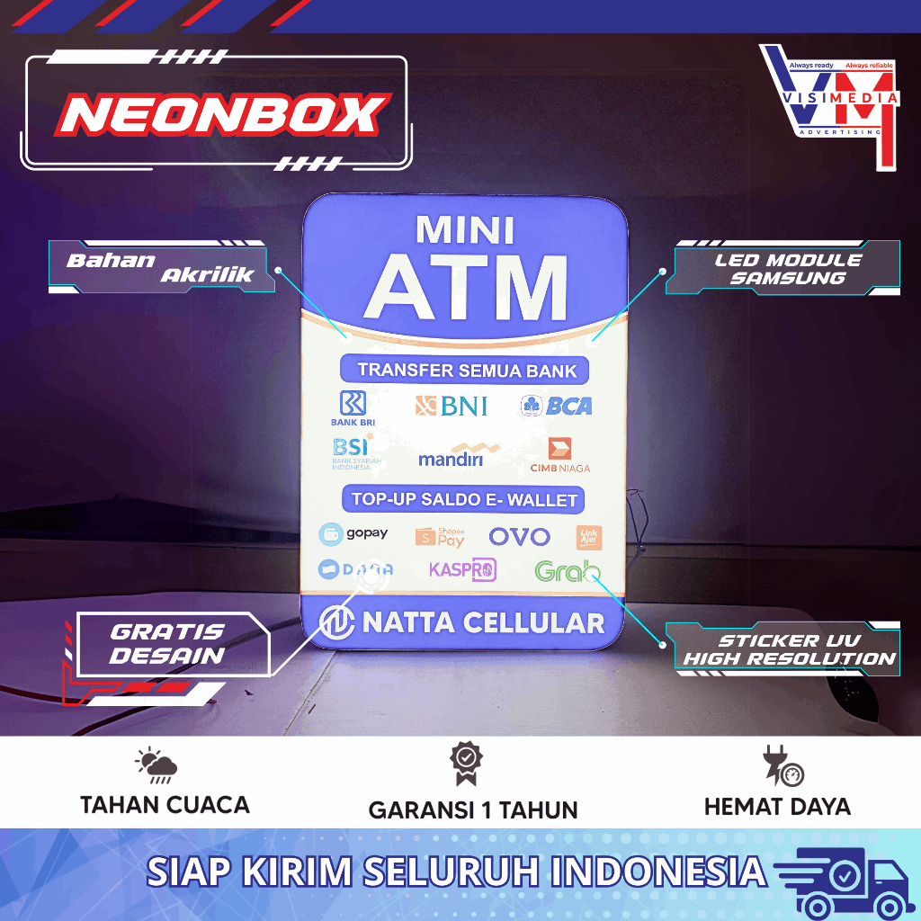 Jual Neonbox Custom Bentuk Neon Box Akrilik Kotak Gambar Atm BRI ...