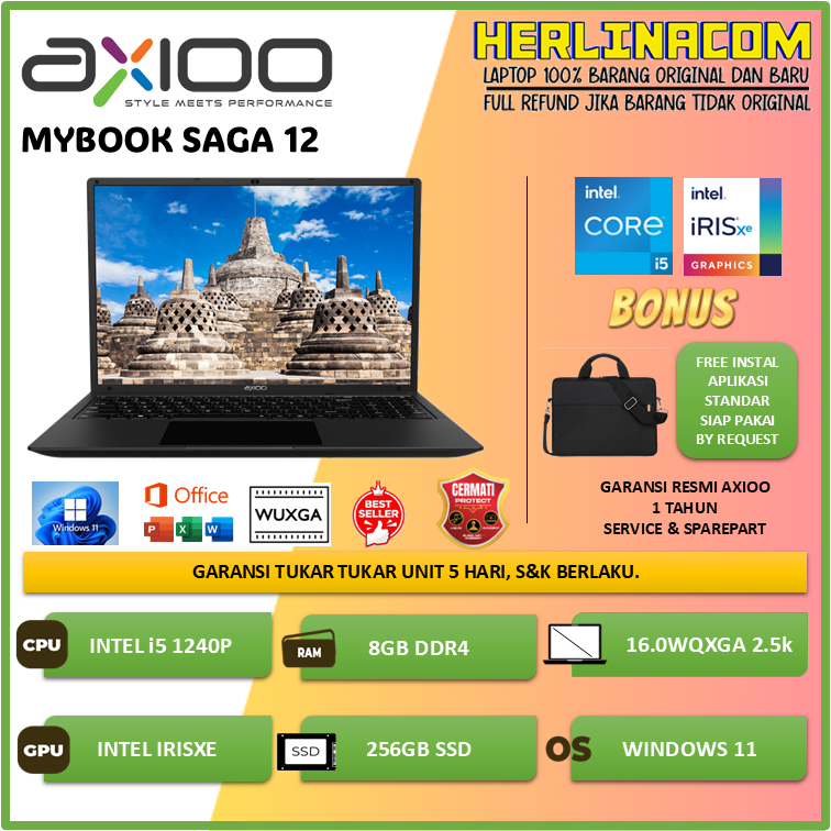 Jual AXIOO MYBOOK SAGA 12 INTEL i5 1240P 8GB 256GB SSD WINDOWS 11 16 ...