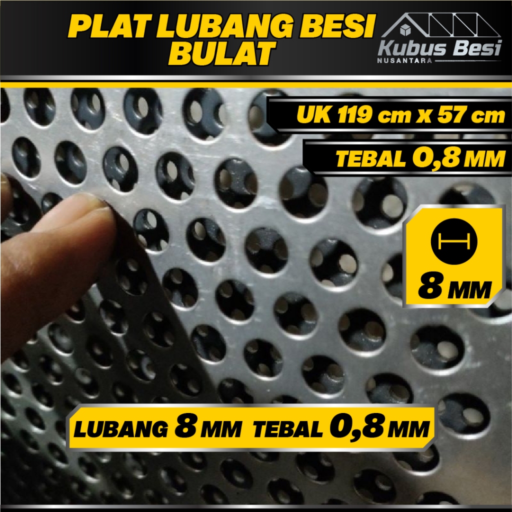 Jual 119x57 cm - Plat Lubang Bulat 8 mm - Tebal 0,8 mm. Ram Gril/Plat ...