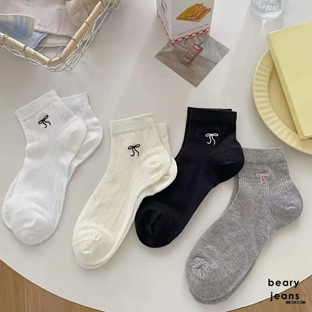 Jual BEARY JEANS BJ254 | Side Ribbon Socks Kaos Kaki Wanita Pita ...