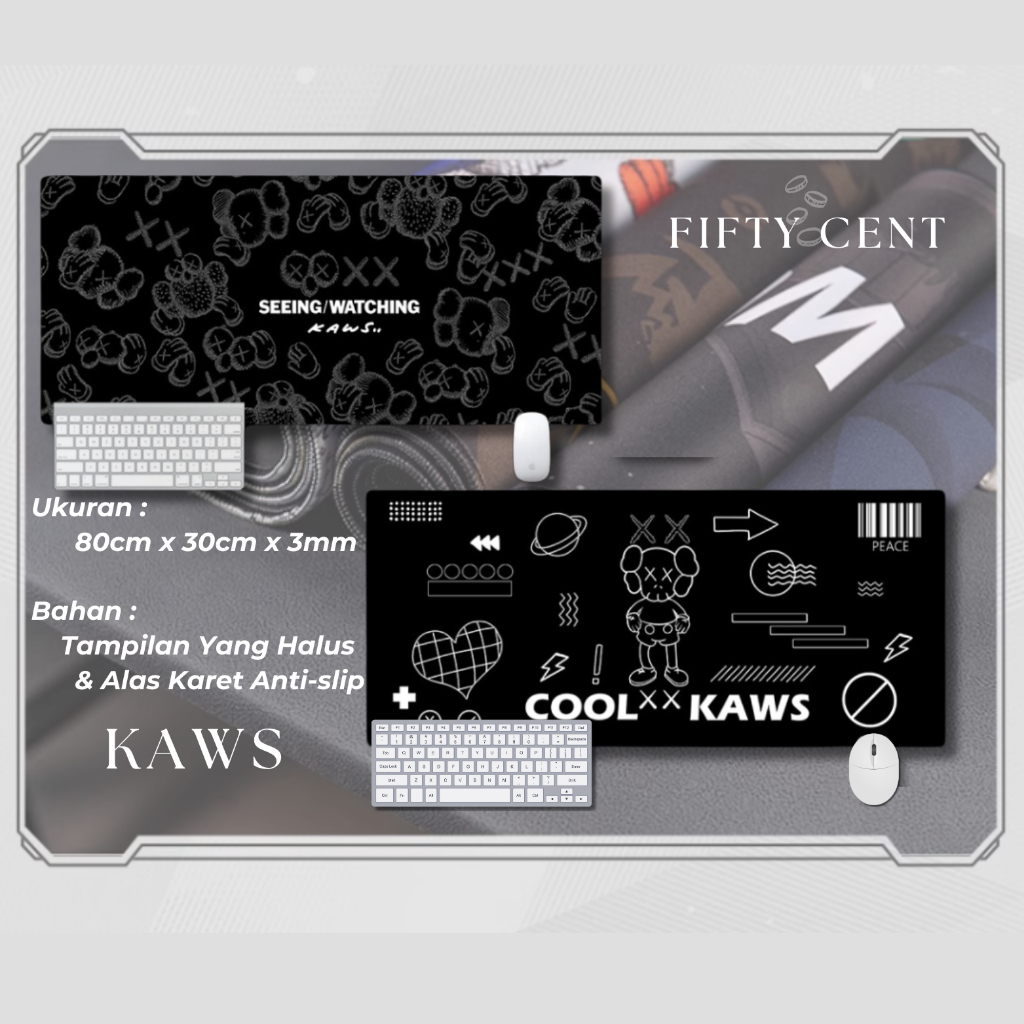 Jual Premium Desk Mat KAWS 80*30*3mm ( LIMITED EDITION ) / Mouse Pad XL KAWS dengan beberapa ...