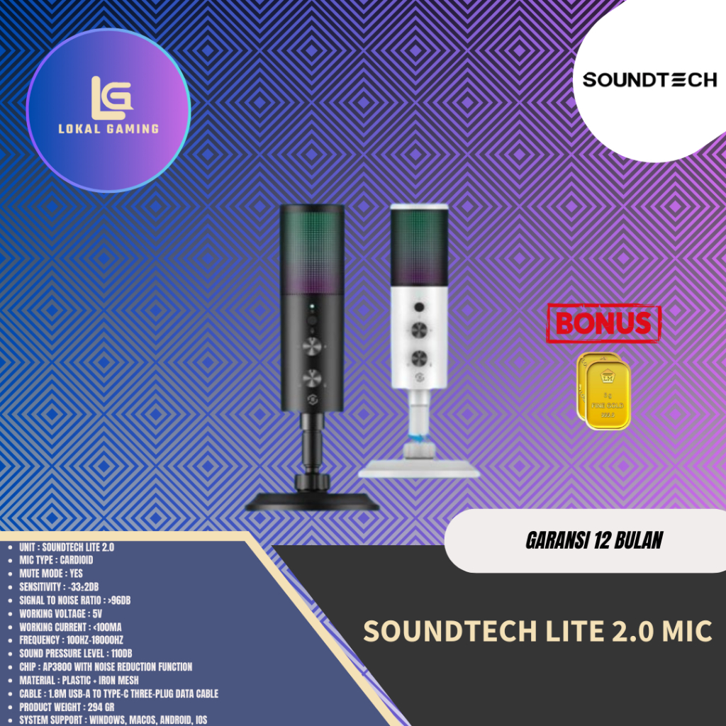Jual Soundtech Lite 2.0 Cardioid Microphone Condenser USB Stand for PC ...