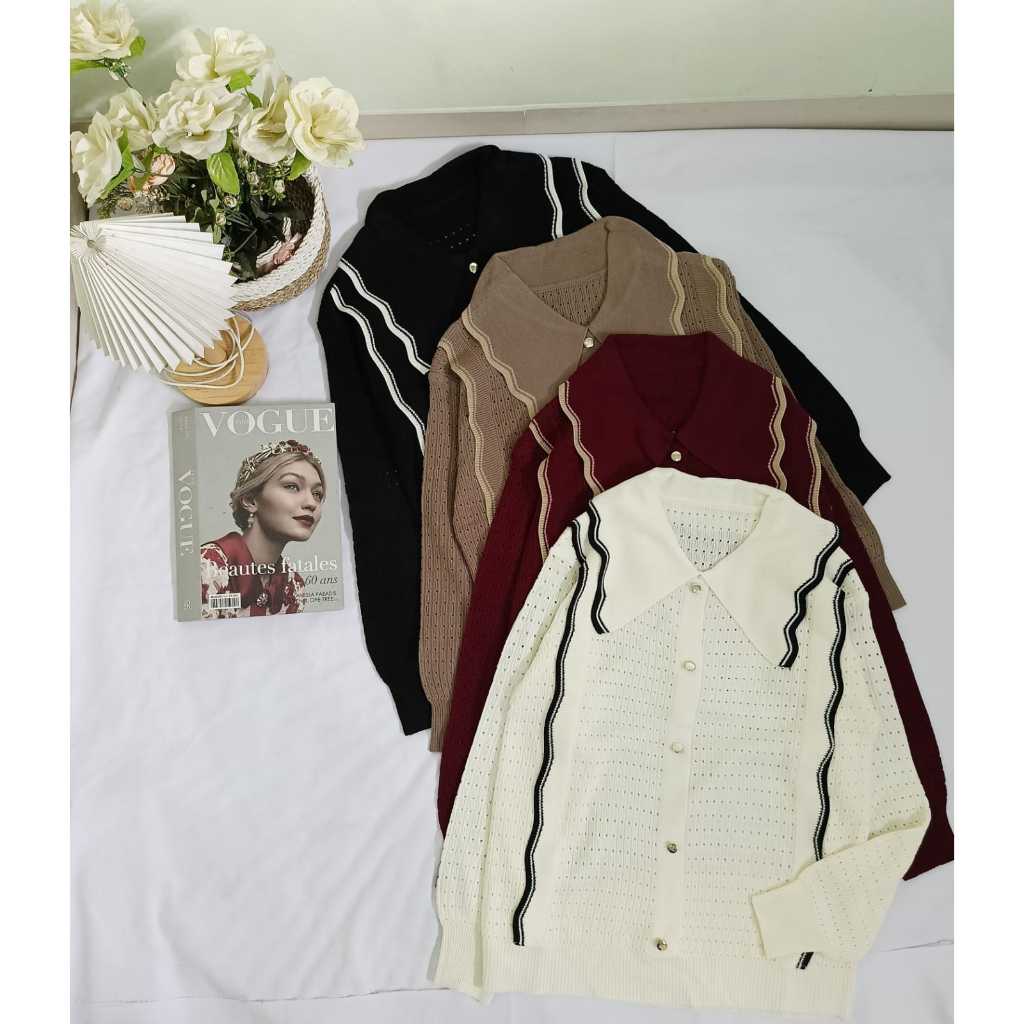 Jual BLOUSE RAJUT KERAH JARING | BLOUSE KOREAN STYLE | Shopee Indonesia