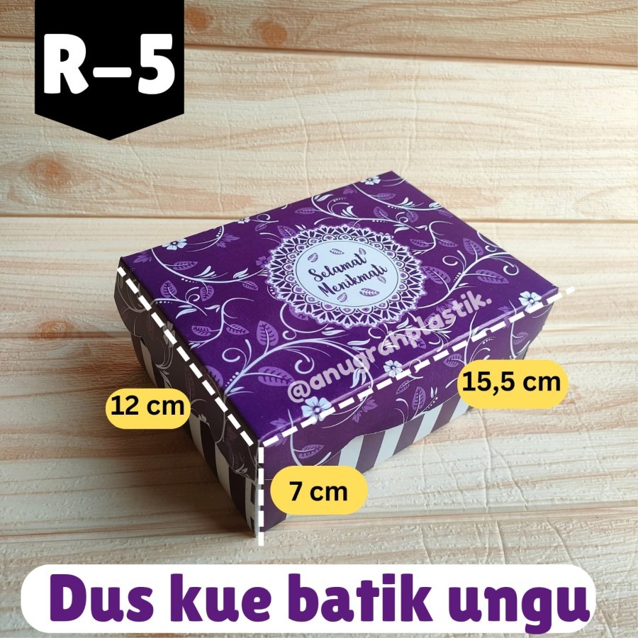 Jual Dus Kue R3 dan R5 Motif Batik Ungu / Box Kue / kotak snack R 3 dan ...
