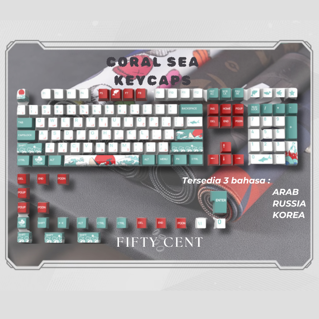 Jual PROMO!! Coral Sea Japanesae Root Keycaps Dengan 3 Tema Bahasa ...
