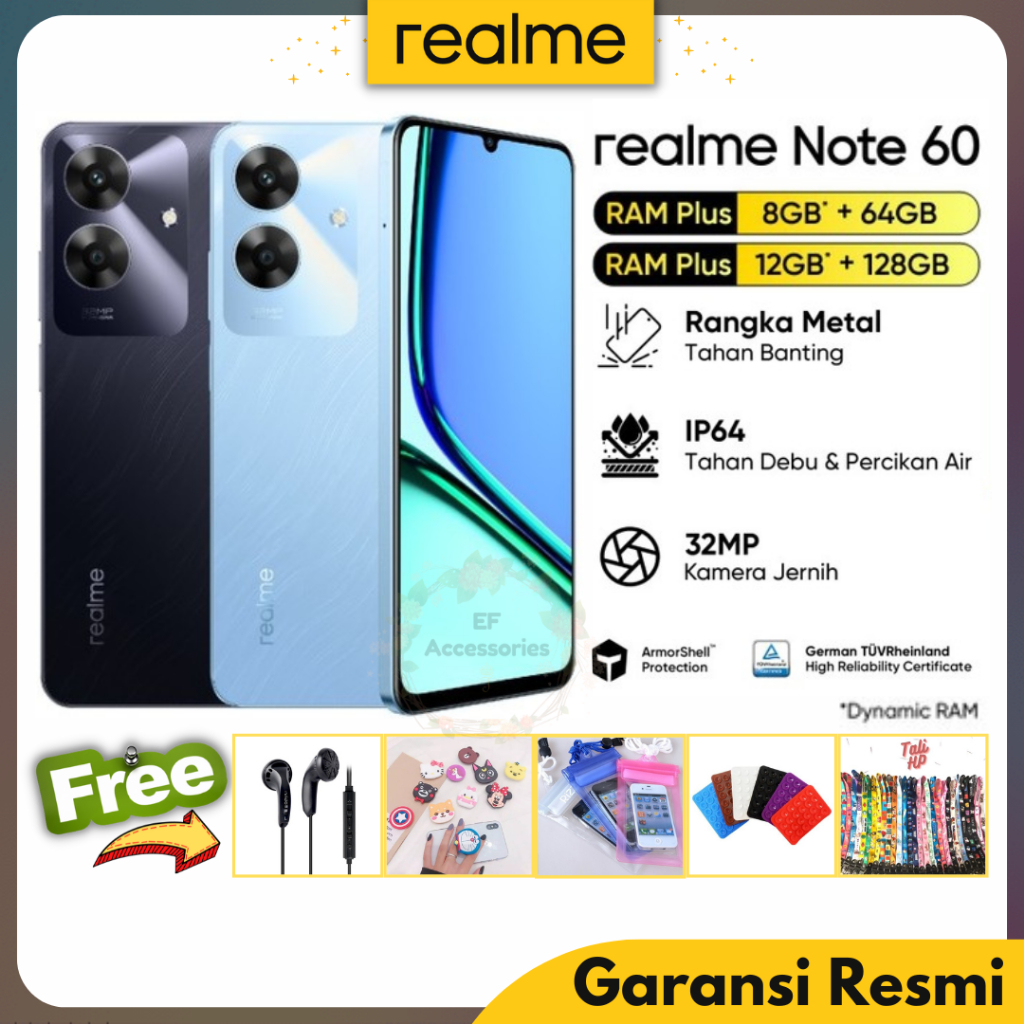 Jual REALME NOTE 60 4+8/64 GB, 6+12/128 GB *DYNAMIC RAM LAYAR 90Hz ...
