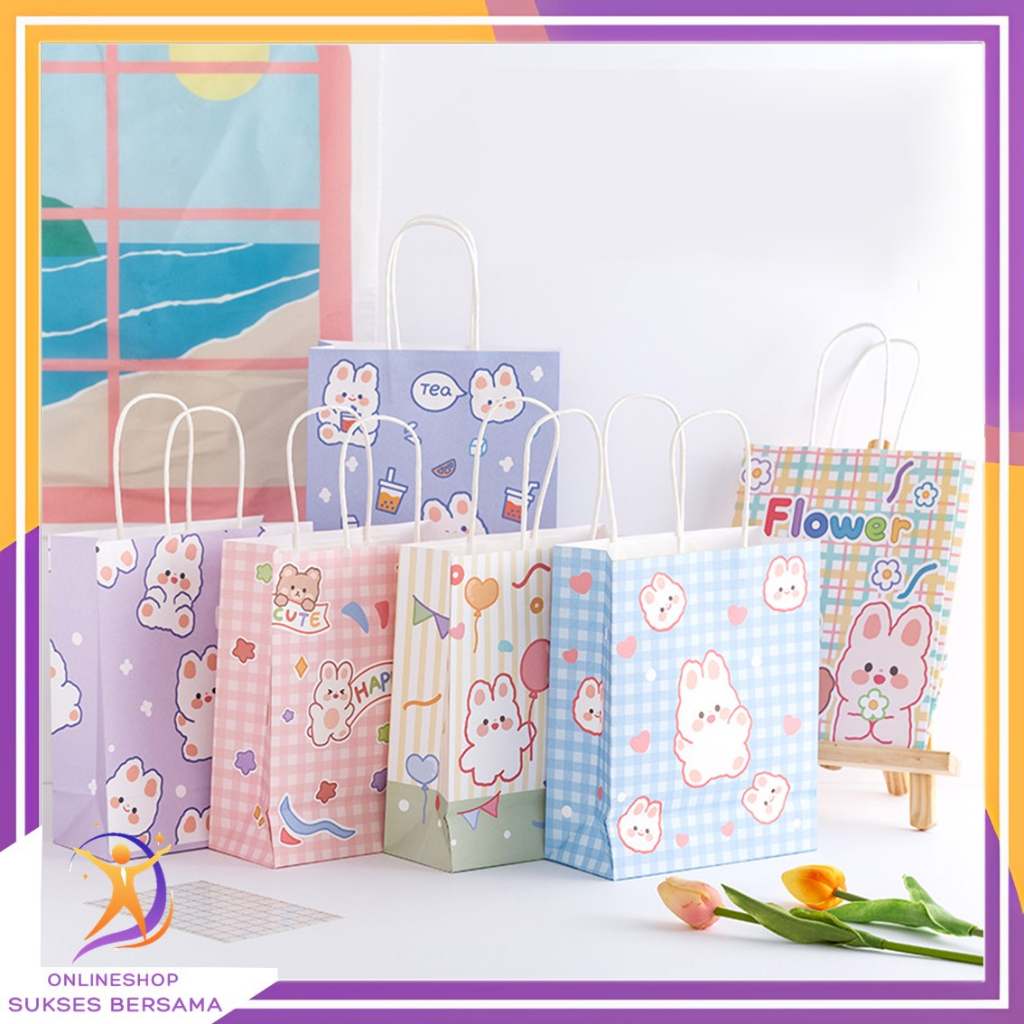 Jual OSB Paperbag Karakter Kartun Beruang Lucu Goodie Bag Motif Rabbit ...