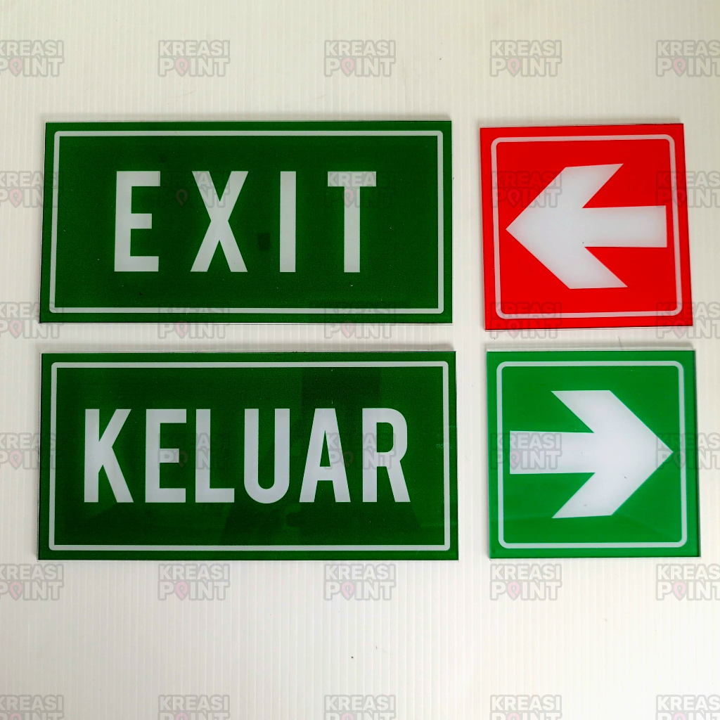 Jual Sign exit keluar tanda panah safety acrylic printing sticker ...