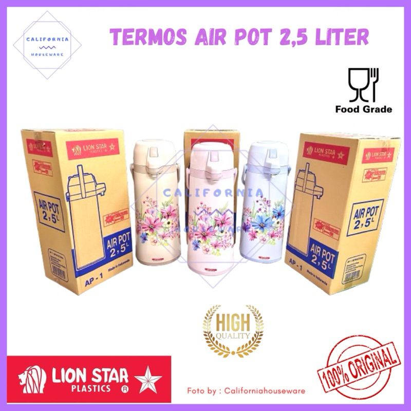Jual Termos Ap Lion Star 2500 ml / Termos Air Panas Pencet Lion Star 2,5 Liter / Termos Air ...