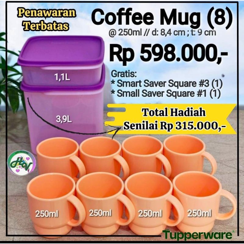 Jual ORIGINAL TUPPERWARE COFFEE MUG( TOTAL 10PC ) | Shopee Indonesia