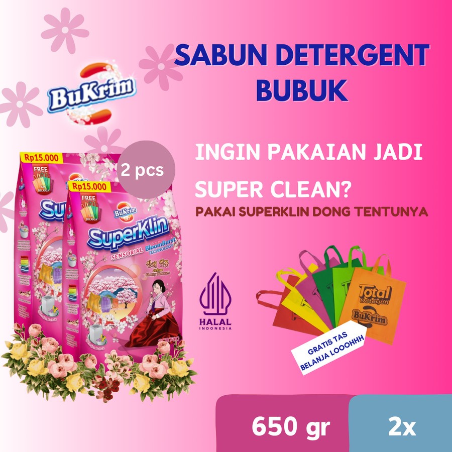Jual [TWIN PACK] BUKRIM SUPERKLIN sabun deterjen bubuk 650 gr X 2 ...