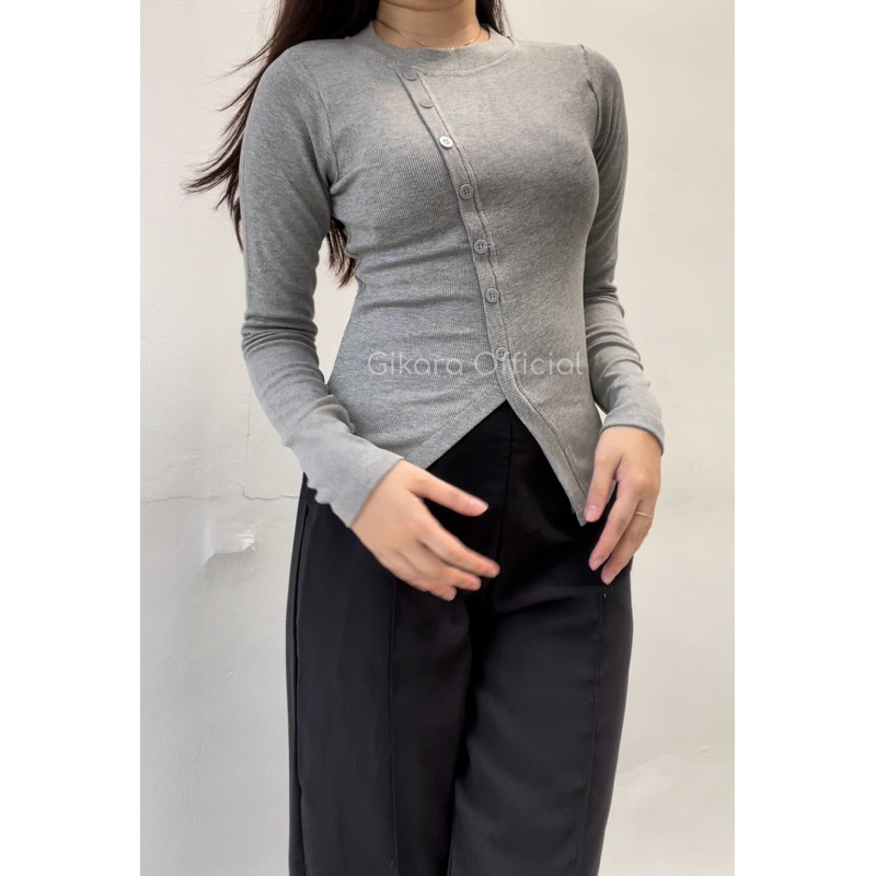 Jual GABRIEL Casual Knit Buttons Top Atasan Wanita Basic K28 | Shopee ...