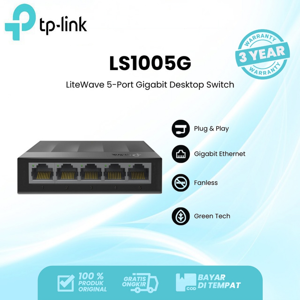 Jual TP-LINK LS1005G 5-Port 10/100/1000Mbps Desktop Switch | Shopee Indonesia