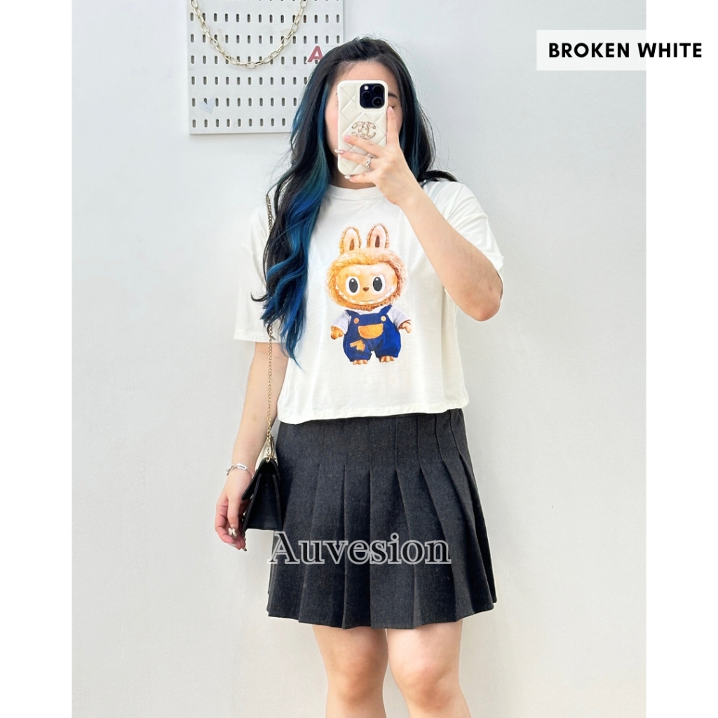 Jual AUVESION Labubu Brown Spandex Crop Top 6248 | Atasan Wanita Katun ...