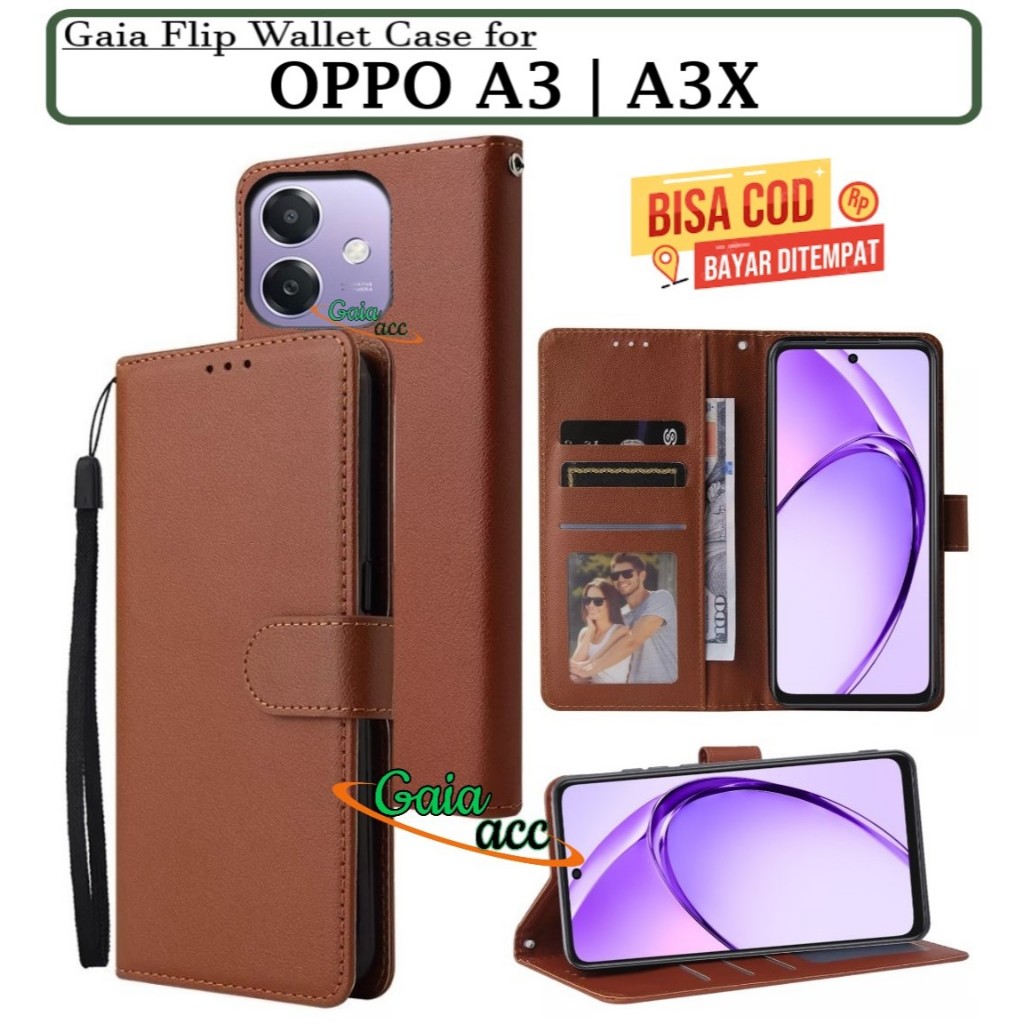 Jual FLIP CASE OPPO A3X /OPPO A3 LEATHER CASE PREMIUM-FLIP WALLET CASE ...