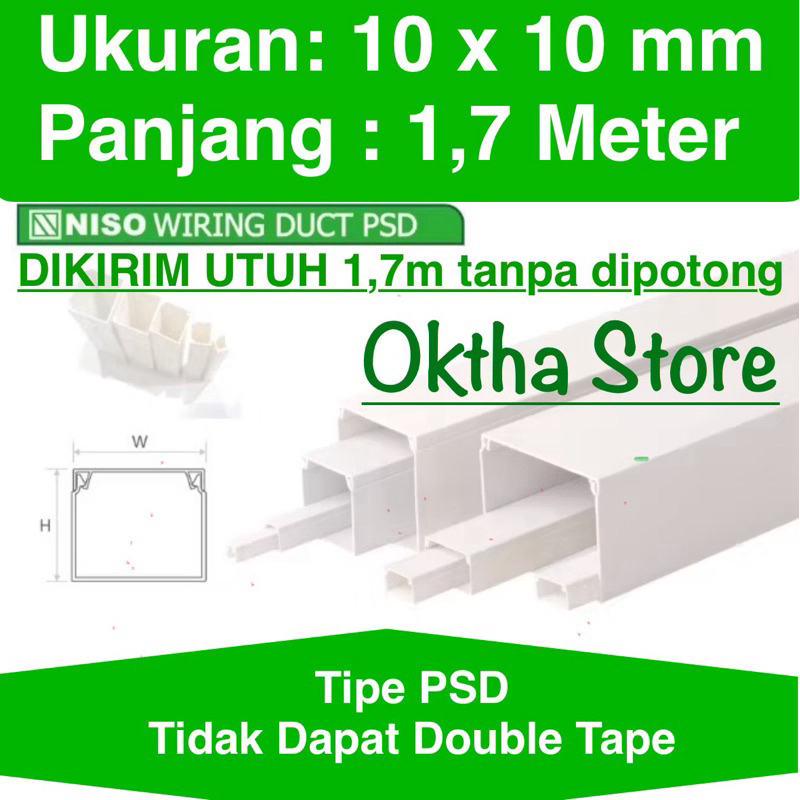 Jual PSD Kabel Duct NISO 10x10mm Panjang 1,7 Meter TANPA Double Tape ...