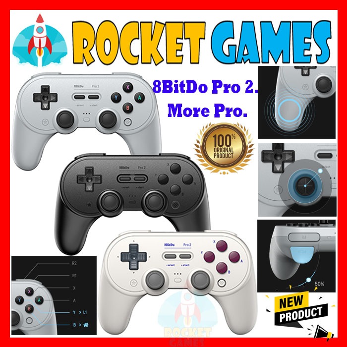 Jual 8bitdo Pro 2 Bluetooth Gamepad Wireles Switch PC Android MacOs ...