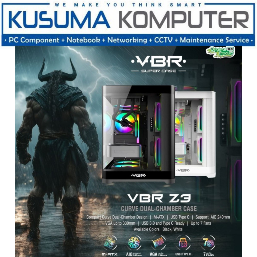 Jual Casing VBR Z3 Dual Chamber Black White Casing PC Gaming | Shopee ...