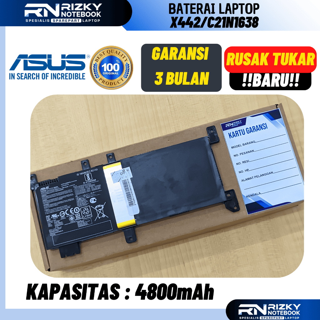 Jual Baterai laptop ASUS A442 A442U A442UR X442 F442U A480U C21N1638 ...