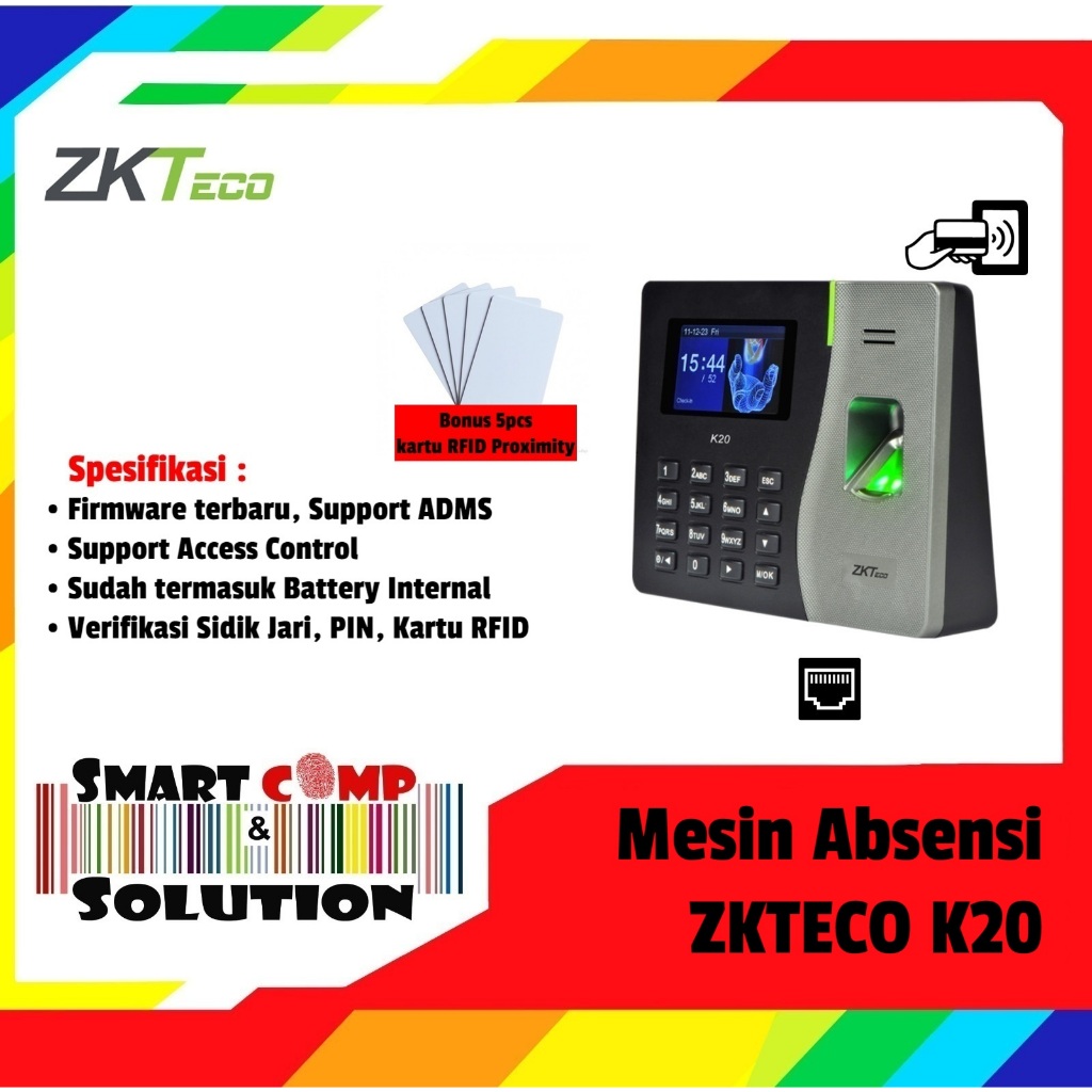 Jual Mesin Absensi ZKTECO K20 K-20 Sidik Jari - Fingerprint Kartu RFID 125KHz Proximity | Shopee ...