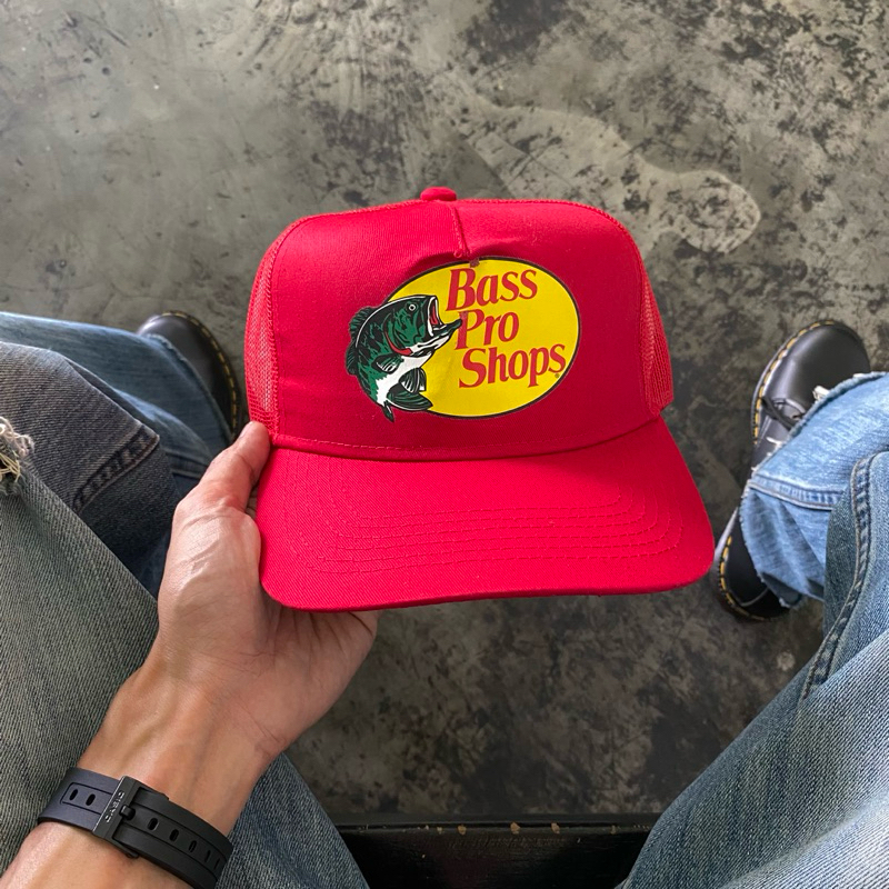 Jual TRUCKER HAT - BASS PRO SHOPS (RED) | Shopee Indonesia