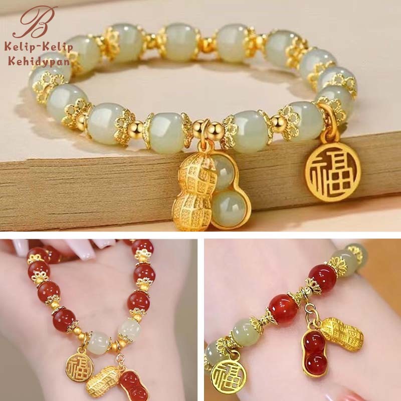 Jual Gelang Giok Gelang Fortune Titanium bracelet adorned with crystal ...