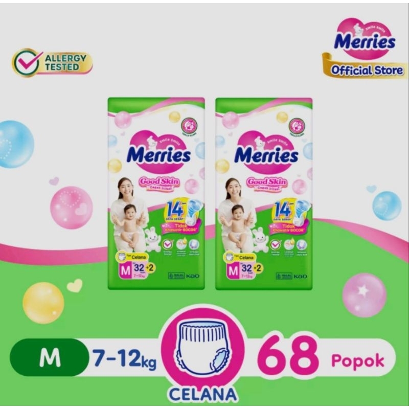 Jual popok bayi murah Merries Pants good skin M 32+2 | Shopee Indonesia
