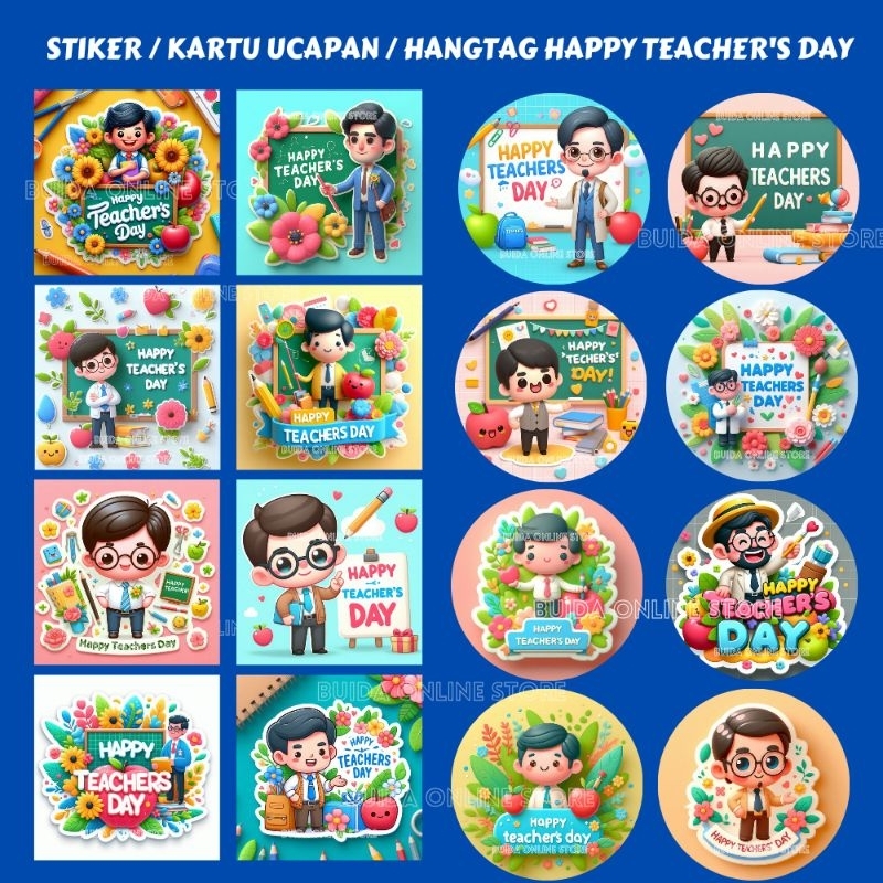 Jual stiker kartu ucapan topper hangtag sticker label happy teacher day ...