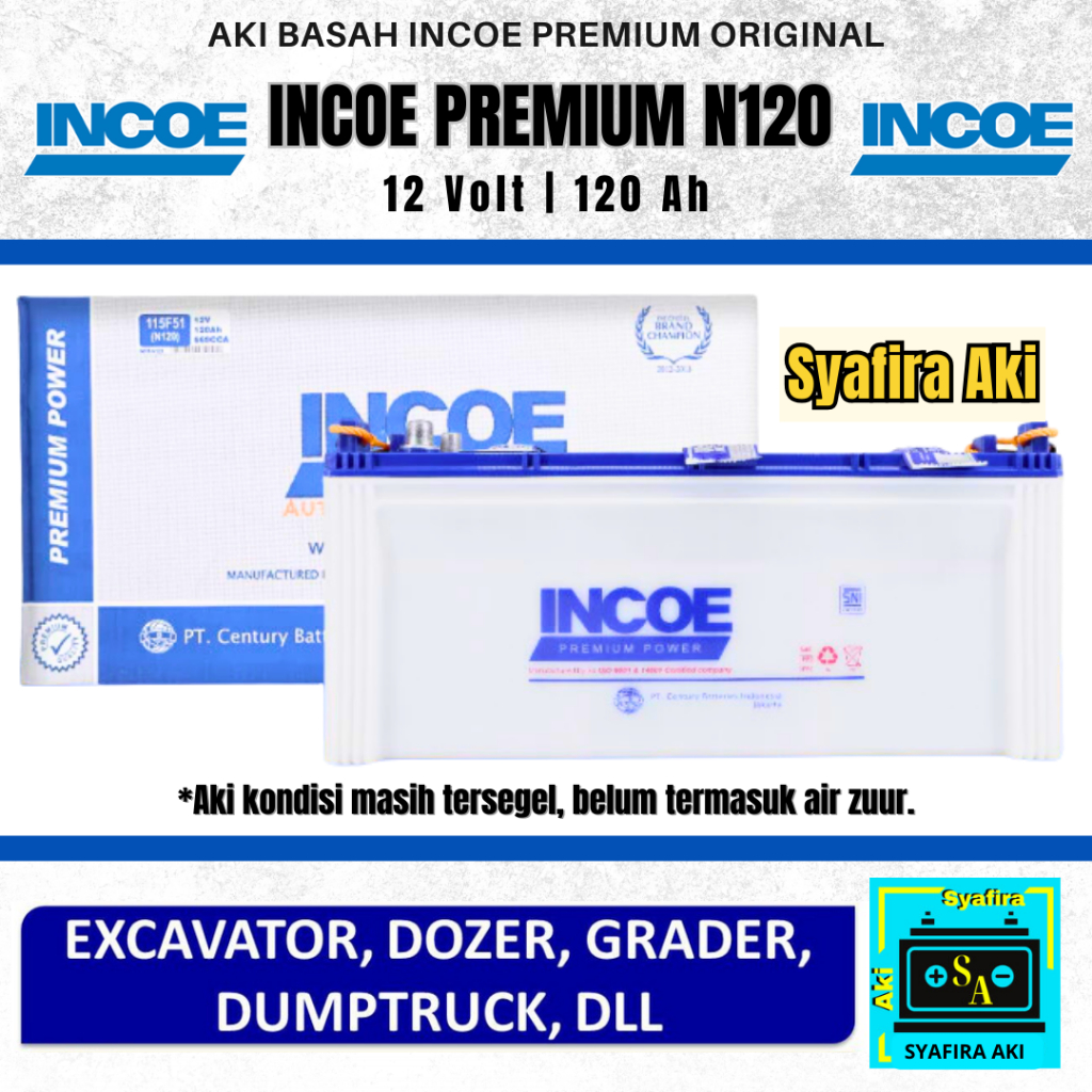 Jual Aki Accu INCOE PREMIUM N120 12V 120AH Aki basah | Shopee Indonesia