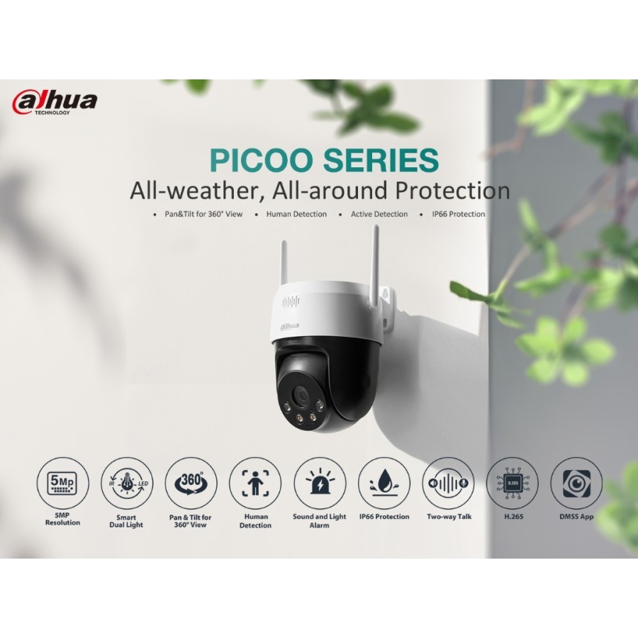 Jual Dahua Picoo A2 DH-P5AE-PV 5MP FullColor Wifi PT CCTV Outdoor Camera | Shopee Indonesia